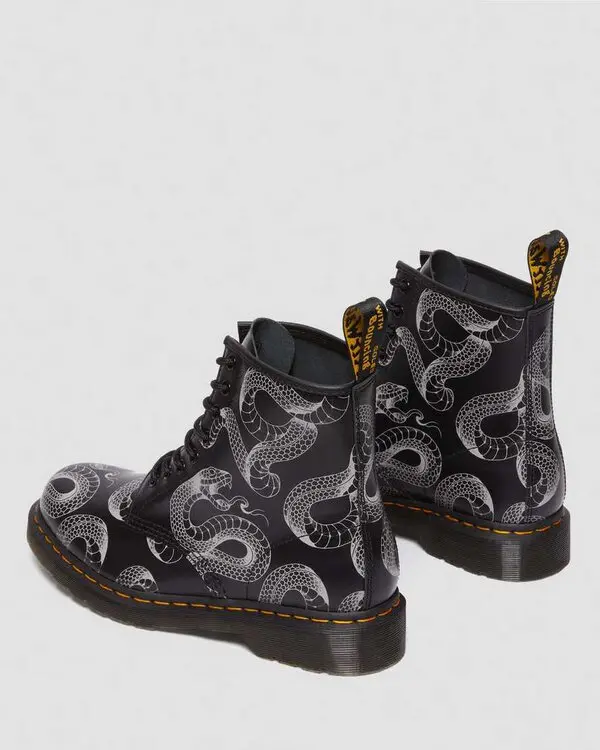 Dr. Martens 1460 Serpent Print Leather Lace Up Boots