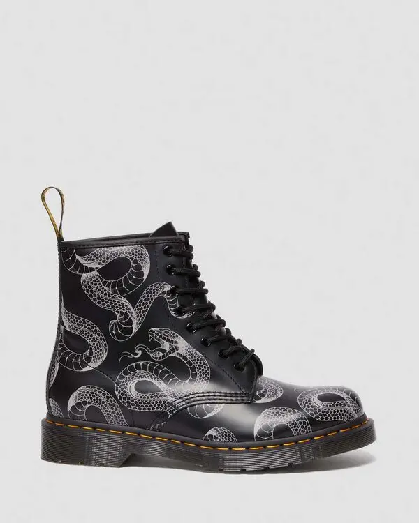 Dr. Martens 1460 Serpent Print Leather Lace Up Boots