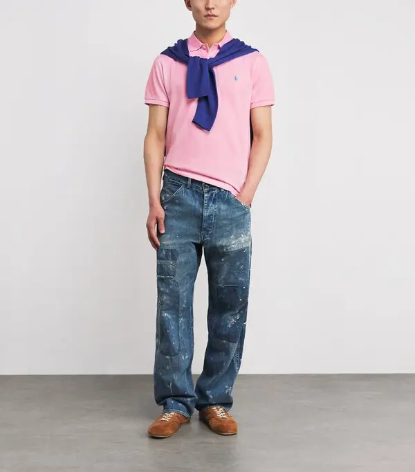 Polo Ralph Lauren Slim Fit Cotton Mesh Polo Shirt With Embroidered Logo - Pink