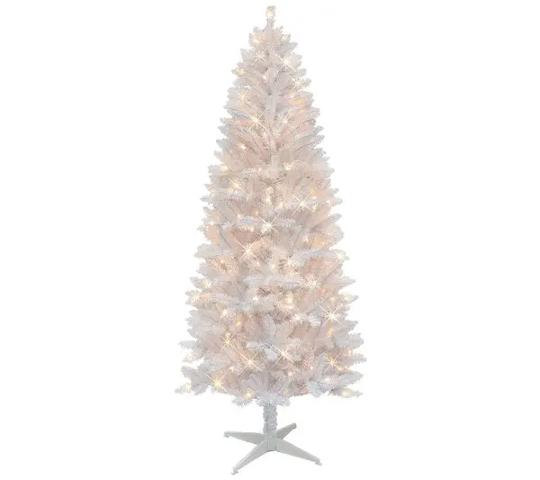 PULEO INTERNATIONAL Puleo 6' Pre-lit White Carson Artificial Pine Tree - One-color