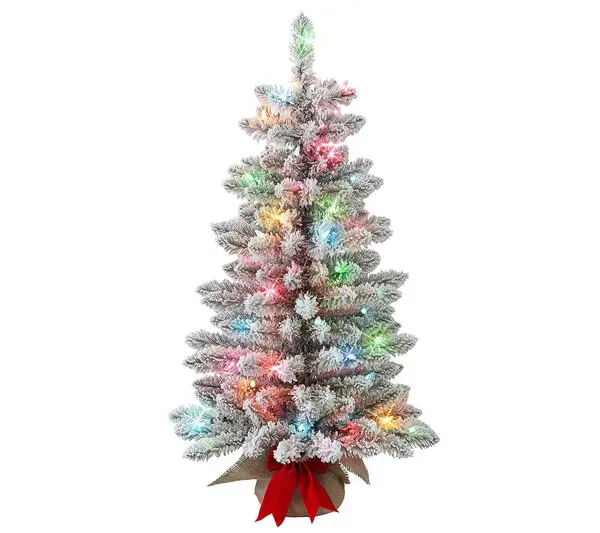 PULEO INTERNATIONAL Puleo 3' Pre-lit Flocked Artificial Fraser Fir Ree - One-color