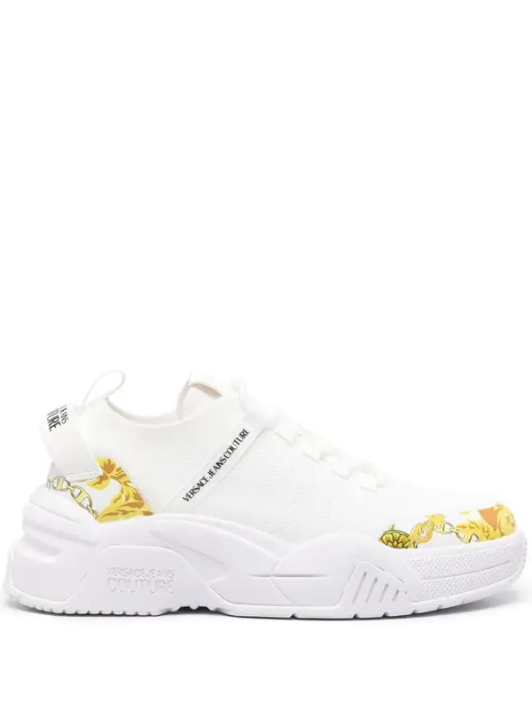 Versace Baroque-print Sneakers - White
