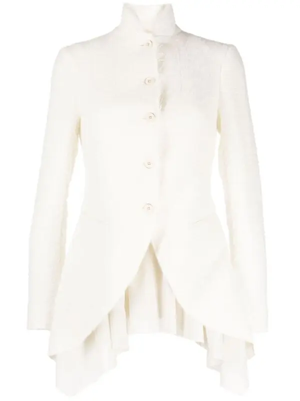 FORME D'EXPRESSION Stand-up Collar Button-up Jacket - White