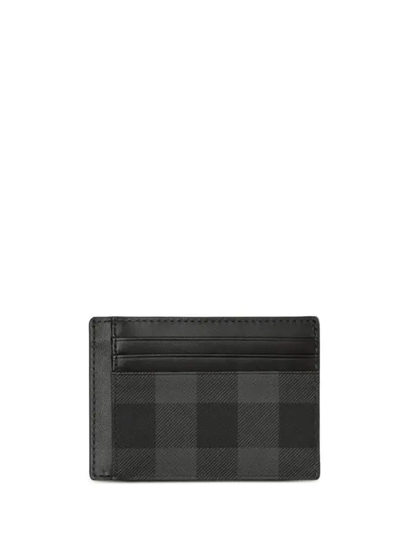 Burberry Checked Leather Cardholder - Grey