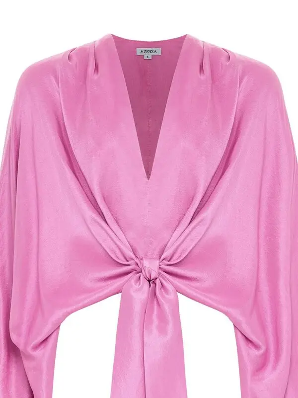 AZLEE Culhane Twisted Silk Blouse