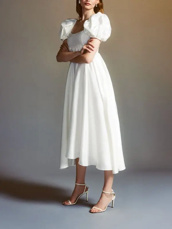 Azeeza Rory Silk Midi Dress - White
