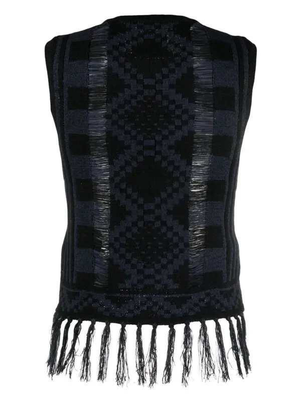 Scotch & Soda Patterned Intarsia Fringed Vest
