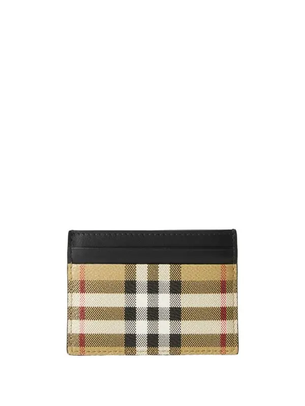 Burberry Check Leather Cardholder - Neutrals
