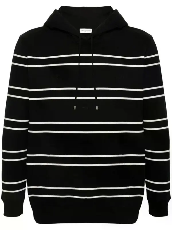 Saint Laurent Striped Cotton Hoodie - Blue