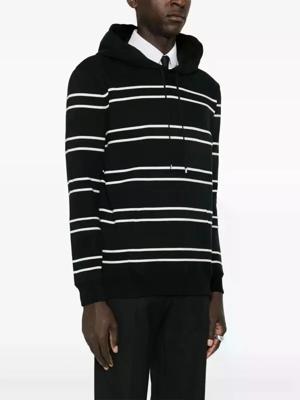 Saint Laurent Striped Cotton Hoodie - Blue