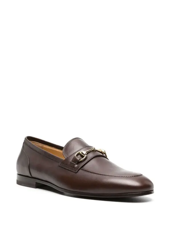 SCAROSSO Horsebit Leather Loafers - Brown