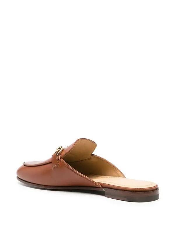 SCAROSSO Horsebit Leather Mules - Brown