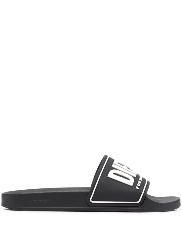 DIESEL® Logo-embossed Slides - Black