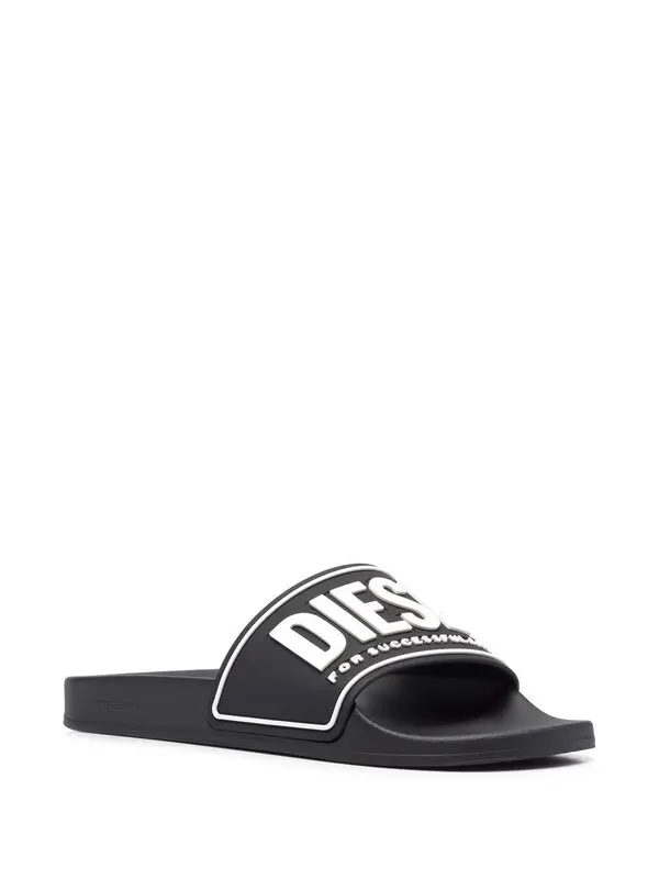 DIESEL® Logo-embossed Slides - Black