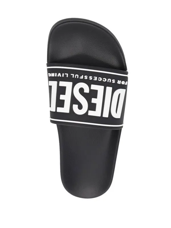 DIESEL® Logo-embossed Slides - Black