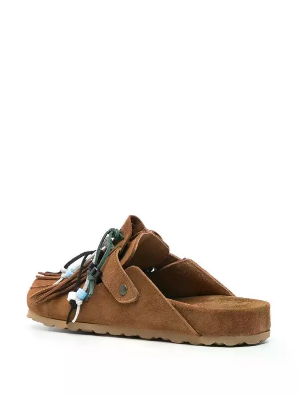 SCAROSSO Gea Tasseled Suede Mules - Brown