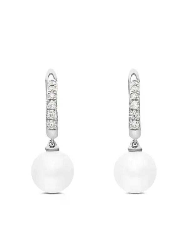 David Yurman Sterling Pearl, And Diamond Drop Earrings - Silver