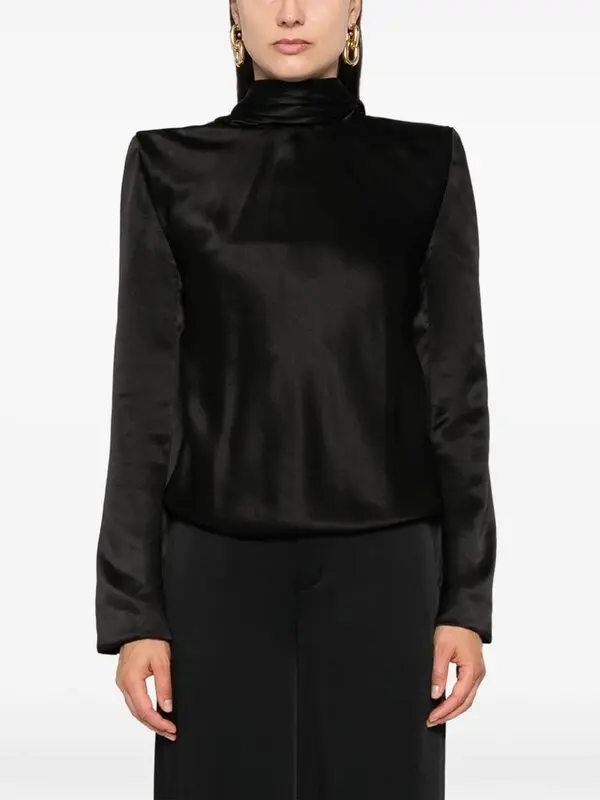 Saint Laurent Draped Blouse - Black