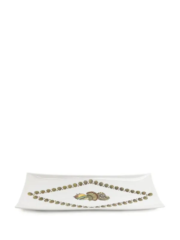 FORNASETTI Giro Di Conchiglie Rectangular Tray - White