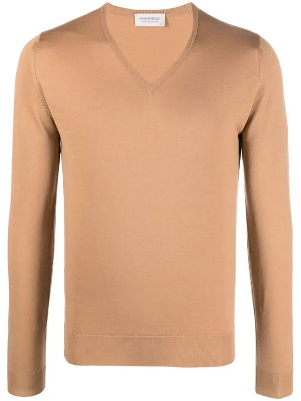 John Smedley V-neck Fine-knit Jumper - Brown