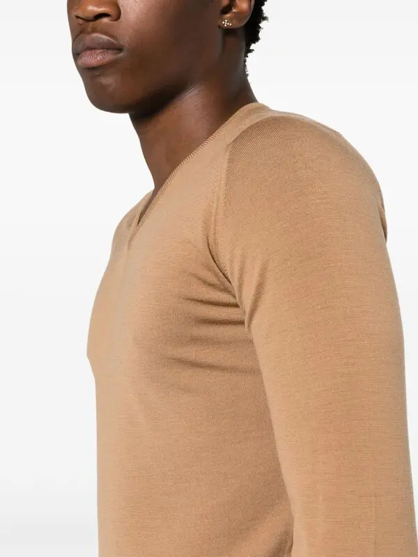 John Smedley V-neck Fine-knit Jumper - Brown