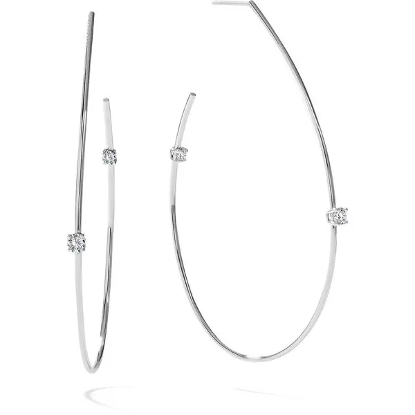 Lana Jewelry 14k Gold Diamond Teardrop Hoop Earrings - White Gold