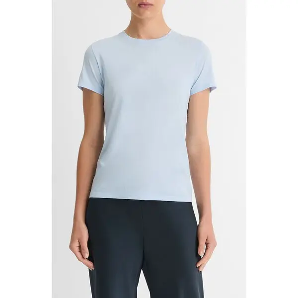 Vince Essential Crewneck Pima Cotton T-shirt - Porcelain Blue