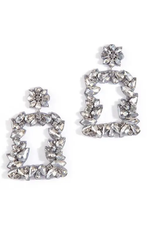 Deepa Gurnani Anushka Crystal Drop Earrings - Silver