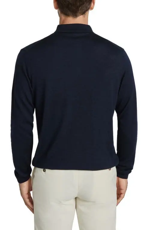 JACK VICTOR Long Sleeve Wool Blend Polo Sweater