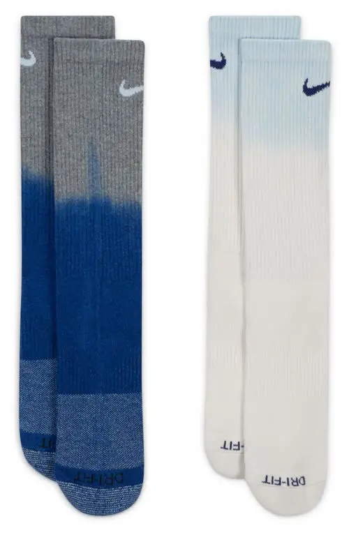 Nike Everyday Plus Dri-fit Cushioned Crew Socks 2-pack - Blue Multi-color