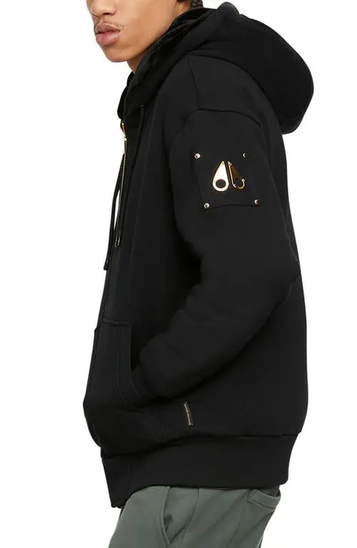 Moose Knuckles Linden Bunny Zip Up Jacket With Removable Faux Fur Lining - Black