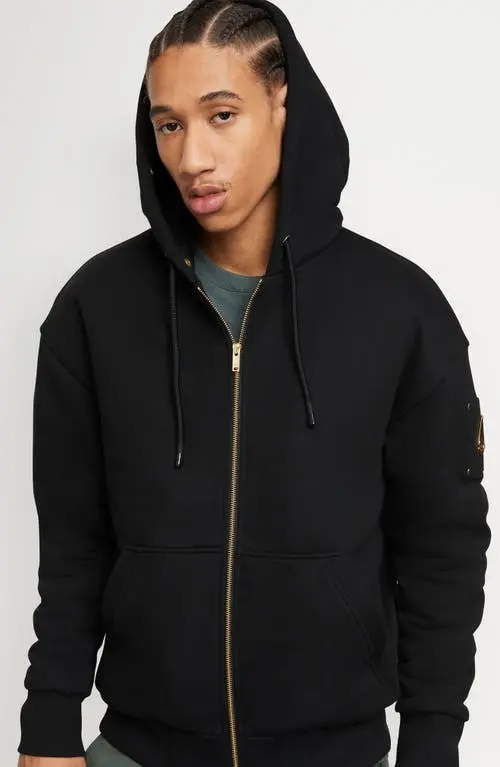 Moose Knuckles Linden Bunny Zip Up Jacket With Removable Faux Fur Lining - Black