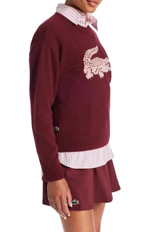 Lacoste Big Croc Cashmere & Wool Crewneck Sweater
