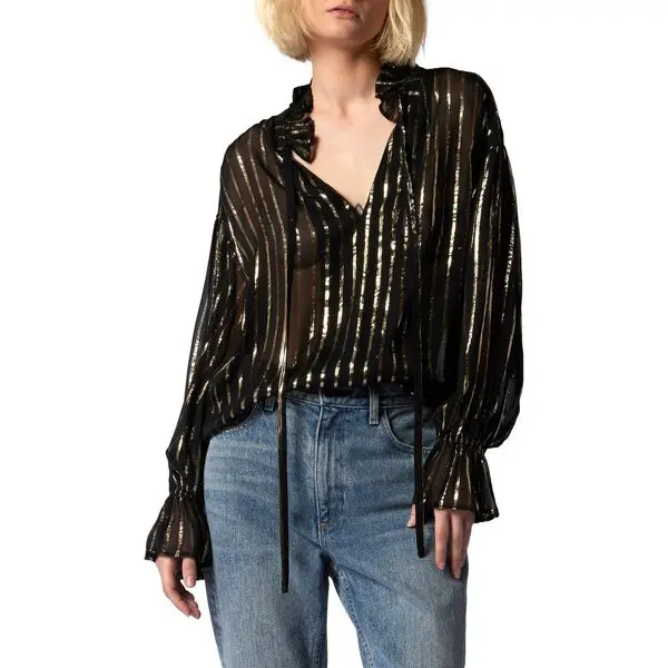 Equipment Farah Stripe Metallic Blouse