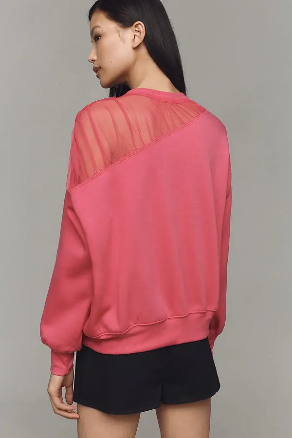 Maeve Sheer-shoulder Pullover Knit Top - Pink