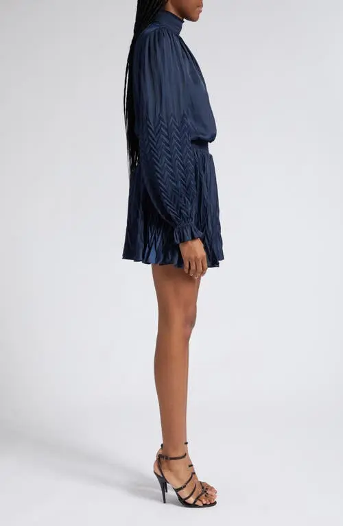 Ramy Brook Metallic Pleated Mini Dress - Navy