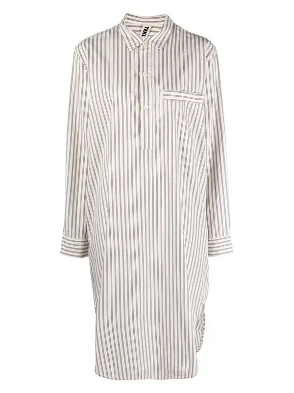 TEKLA Striped Organic-cotton Nightshirt - Neutrals