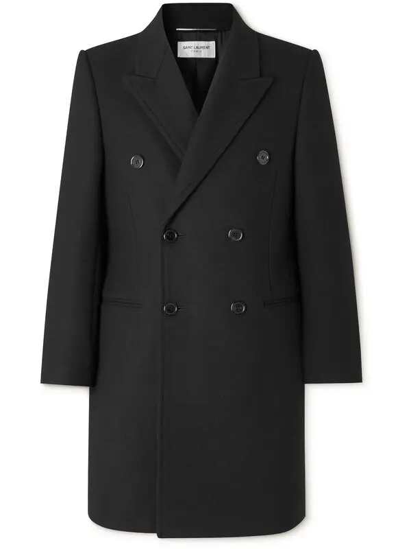 Saint Laurent Double-breasted Wool Overcoat