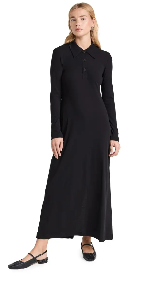 Rosetta Getty Long Sleeve Polo T-Shirt Dress In Black - 60% Off |  Editorialist