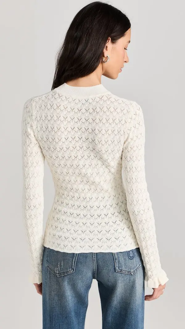 Sea Rue Fine Knit High Neck Sweater - Cream