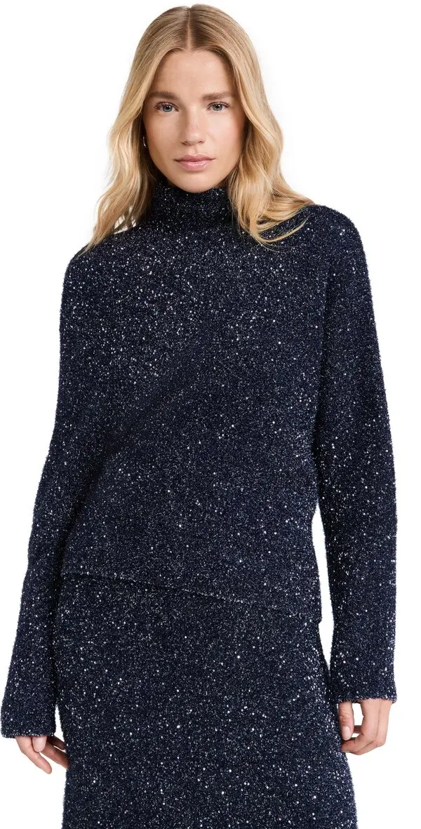 Proenza Schouler Technical Sequin Sweater In Navy - 76% Off | Editorialist
