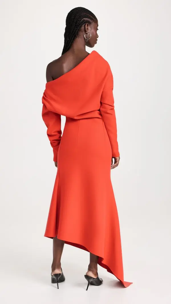 A.W.A.K.E. Mode A. W.A. K.E. Mode Off Shoulder Asymmetric Dress In Red -  30% Off | Editorialist