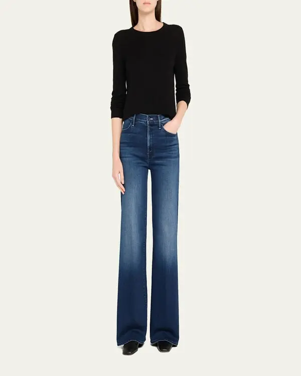 MOTHER The Hustler Roller Sneak Full Length Jeans - Dkblue