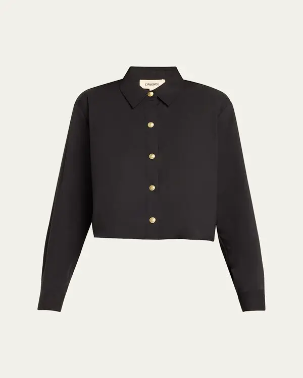L'Agence Cosette Cropped High-low Shirt - Blackgold