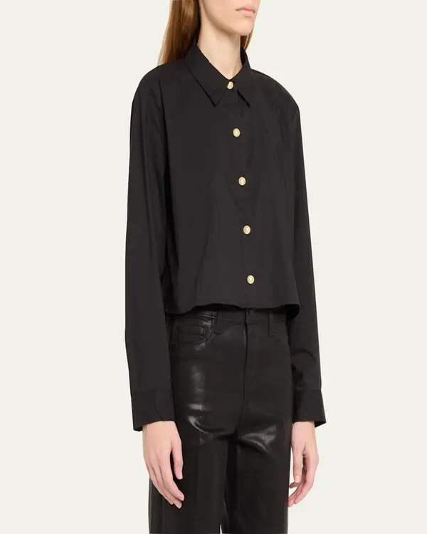 L'Agence Cosette Cropped High-low Shirt - Blackgold