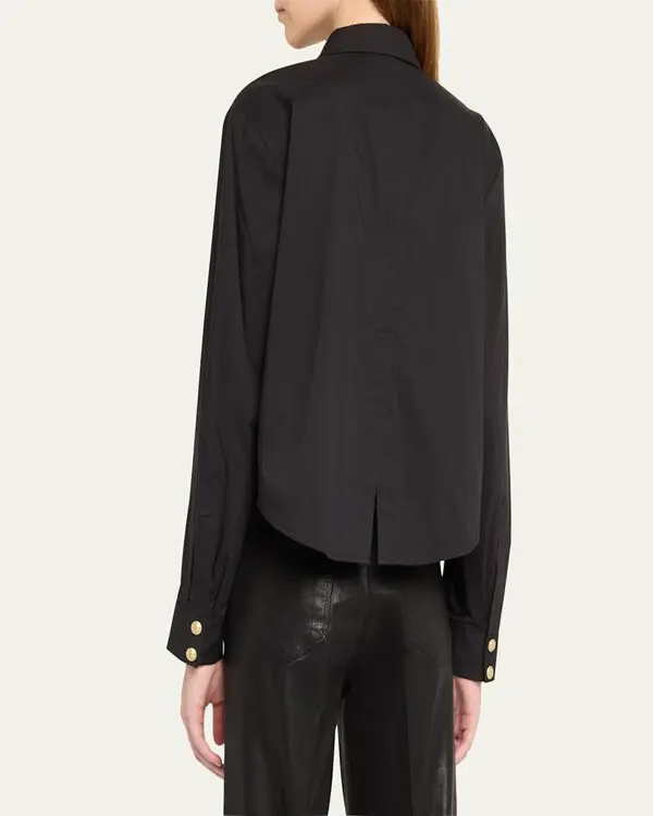 L'Agence Cosette Cropped High-low Shirt - Blackgold