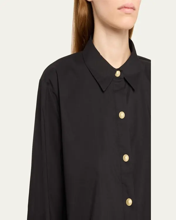 L'Agence Cosette Cropped High-low Shirt - Blackgold