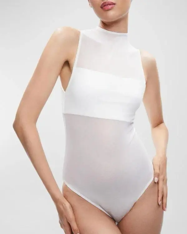 Alice + Olivia Nichol Sleeveless Mesh Bodysuit