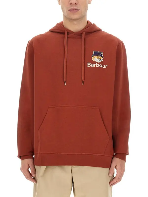 Barbour Hoodie With Fox Head In Red - 46% Off | Editorialist