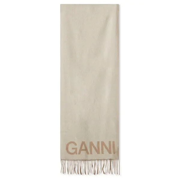 GANNI Fringed Wool Scarf